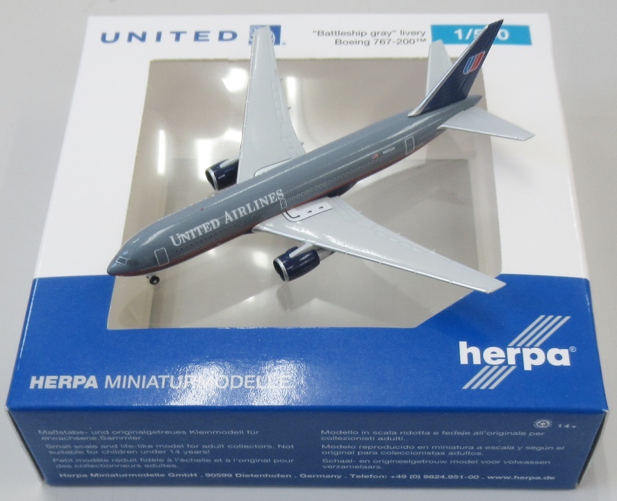 [公式]TOY(767-200 ユナイテッド航空 ”Battleship” N603UA)商品詳細｜herpa(ヘルパ)｜ホビーランドぽち
